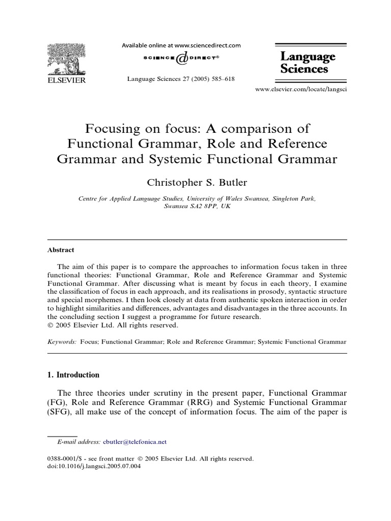5-Focusing On Focus - A Comparison of Functional Grammar, Role and ...