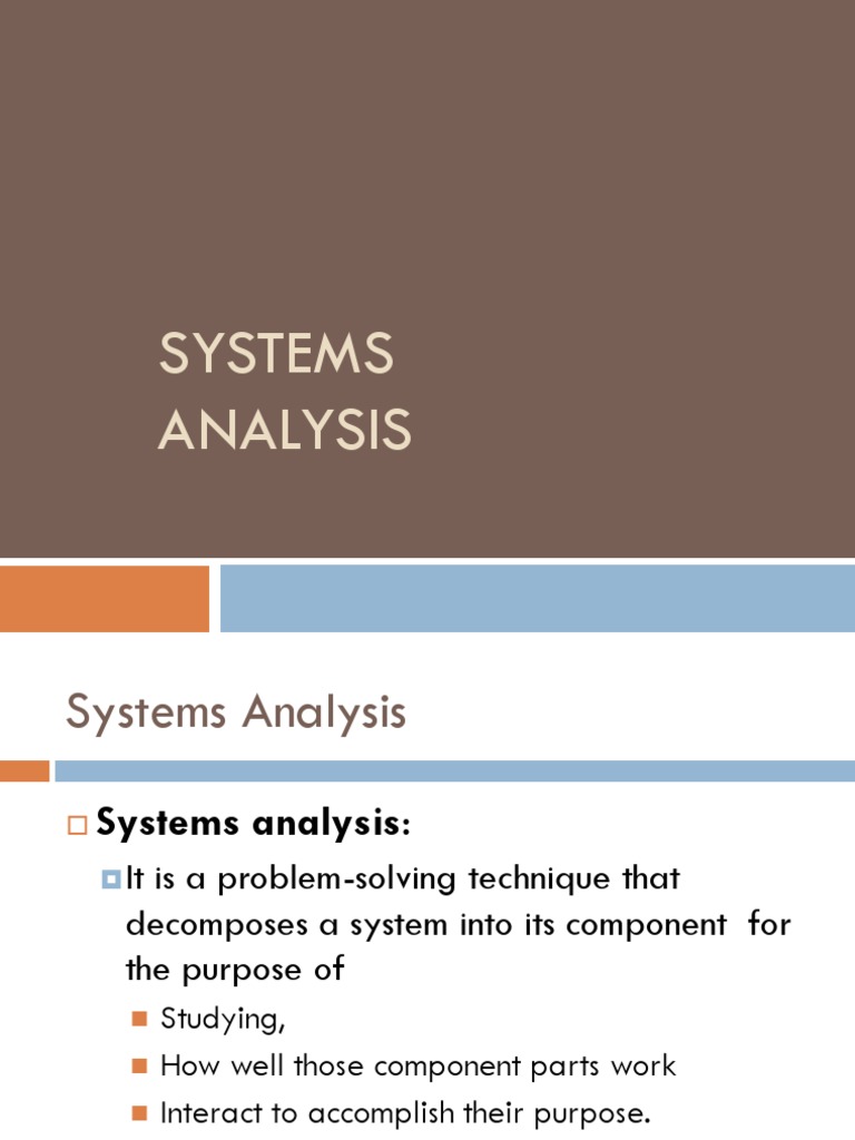 System Analysis Pdf System Systems Analysis