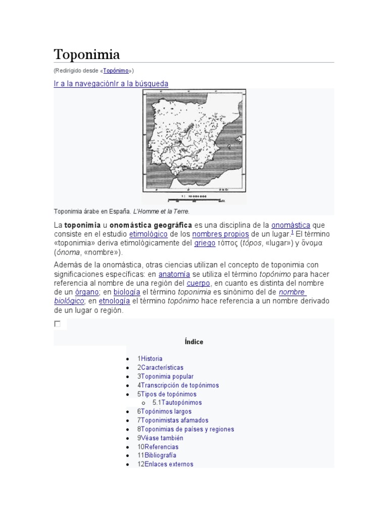 Toponimia | PDF | Onomástica | Lingüística