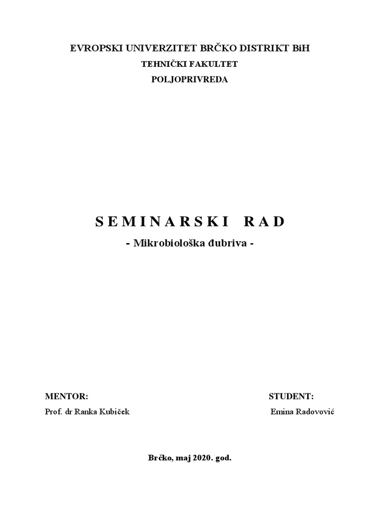 Agrohemija Mikrobiološka Đubriva | PDF