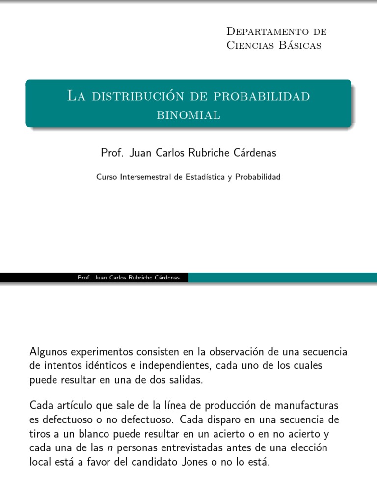 Clase Distribuci N Binomial Normal | PDF | Distribución de veneno | Enseñanza de matemática