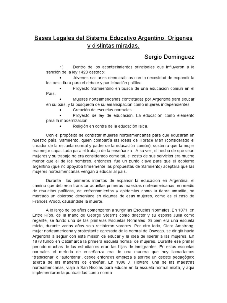 TP Ley 1420 | PDF | Educación primaria | Argentina