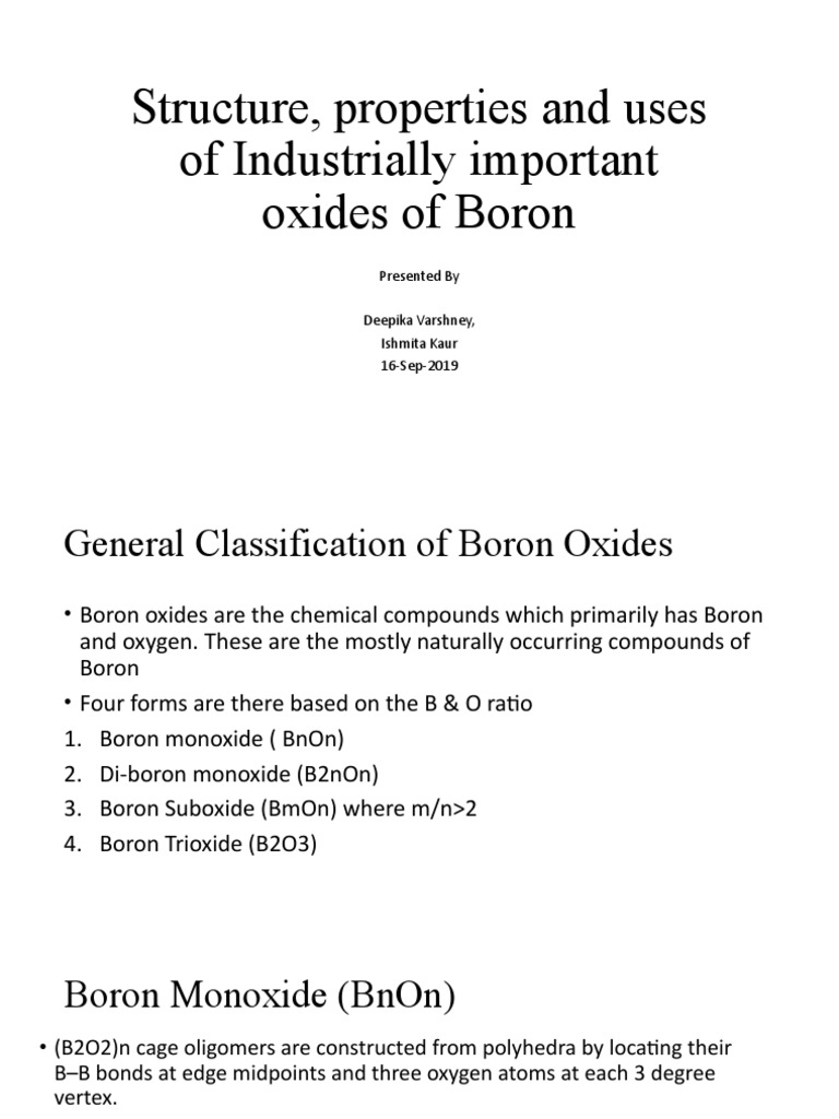 Structure, Properties and Uses of Industrially Important Oxides of ...