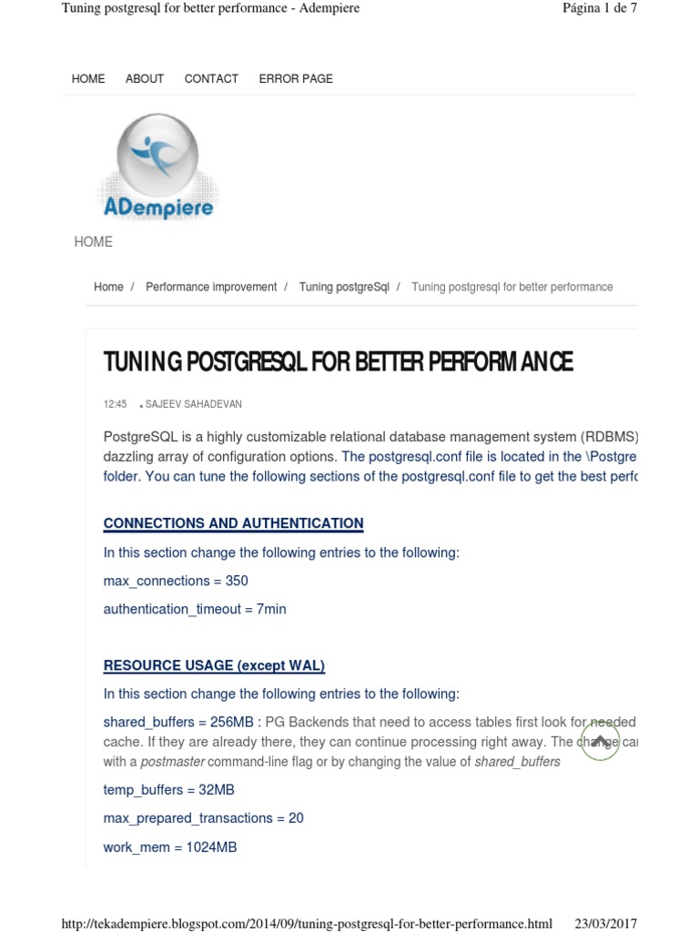 PostgreSQL Performance Tuning Guide | PDF | Postgre Sql | Computing
