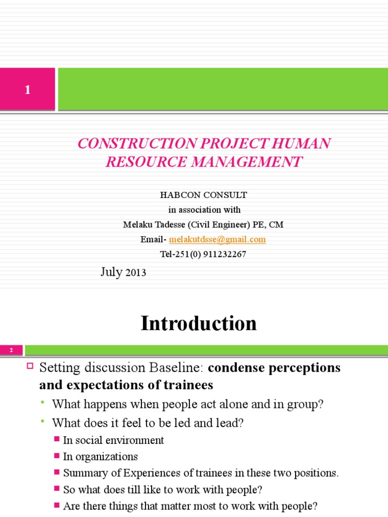 Construction Project Human Resource Management | PDF | Performance ...