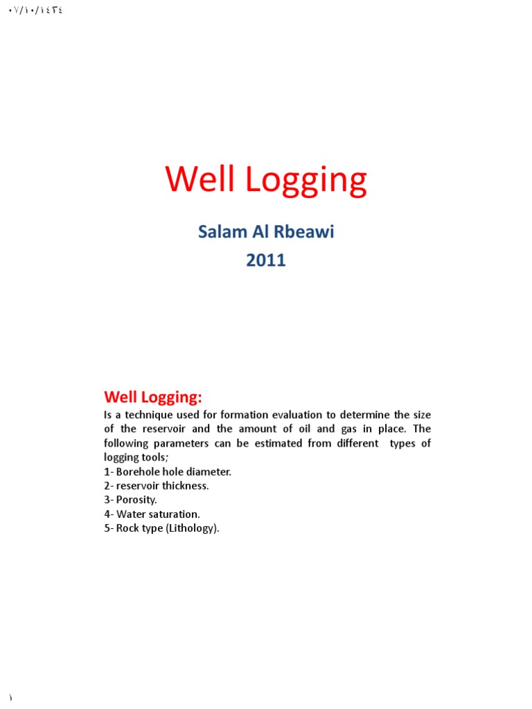 Well Logging | PDF | Porosity | Neutron
