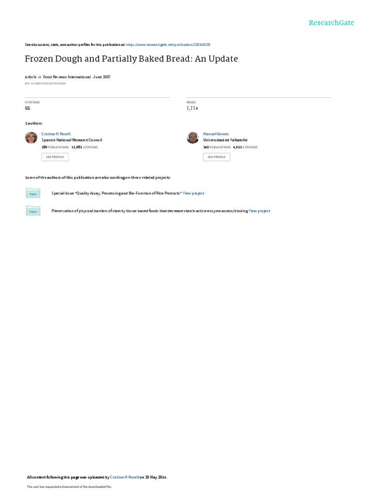 Frozen Dough and Partially Baked Bread An Update | PDF | Breads ...