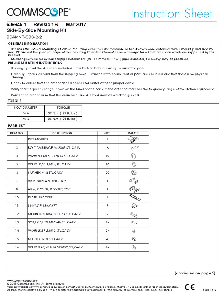 BSAMNT-SBS-2-2 Installation | PDF | Nut (Hardware) | Screw