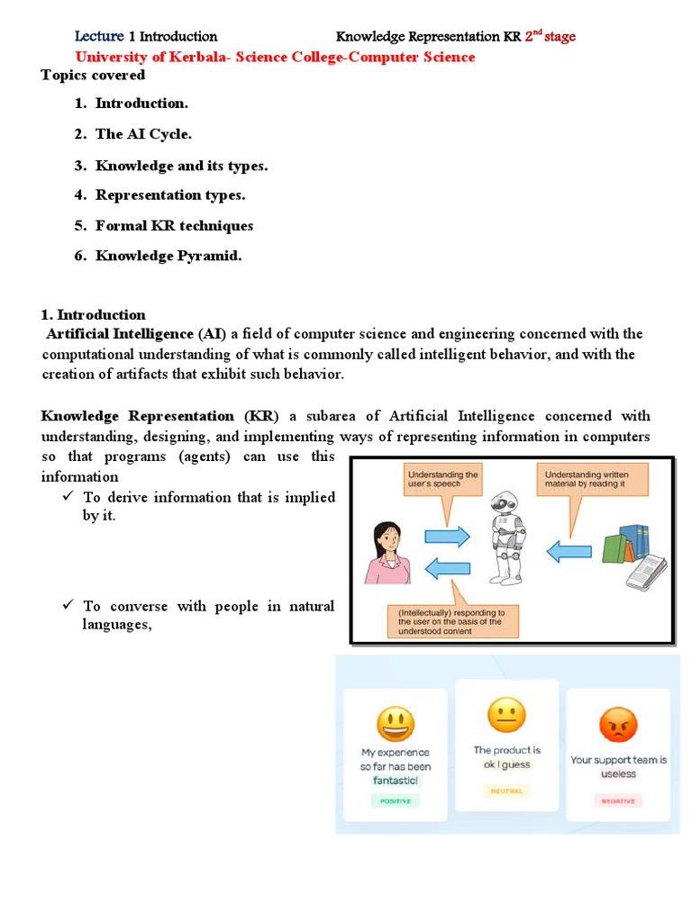 KR Lecture 1 Intro Covers AI Cycle, Knowledge Types | PDF | Knowledge ...