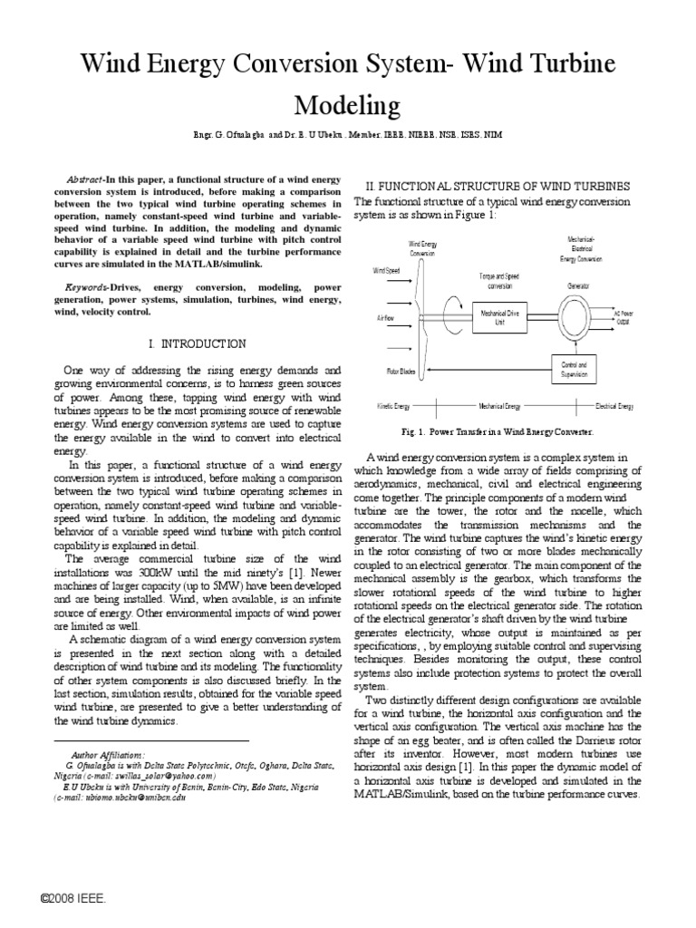 Wind Turbine Modelling 1 | PDF | Wind Turbine | Turbine