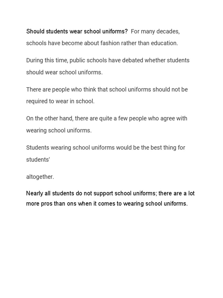 Should Students Wear School Uniforms | PDF
