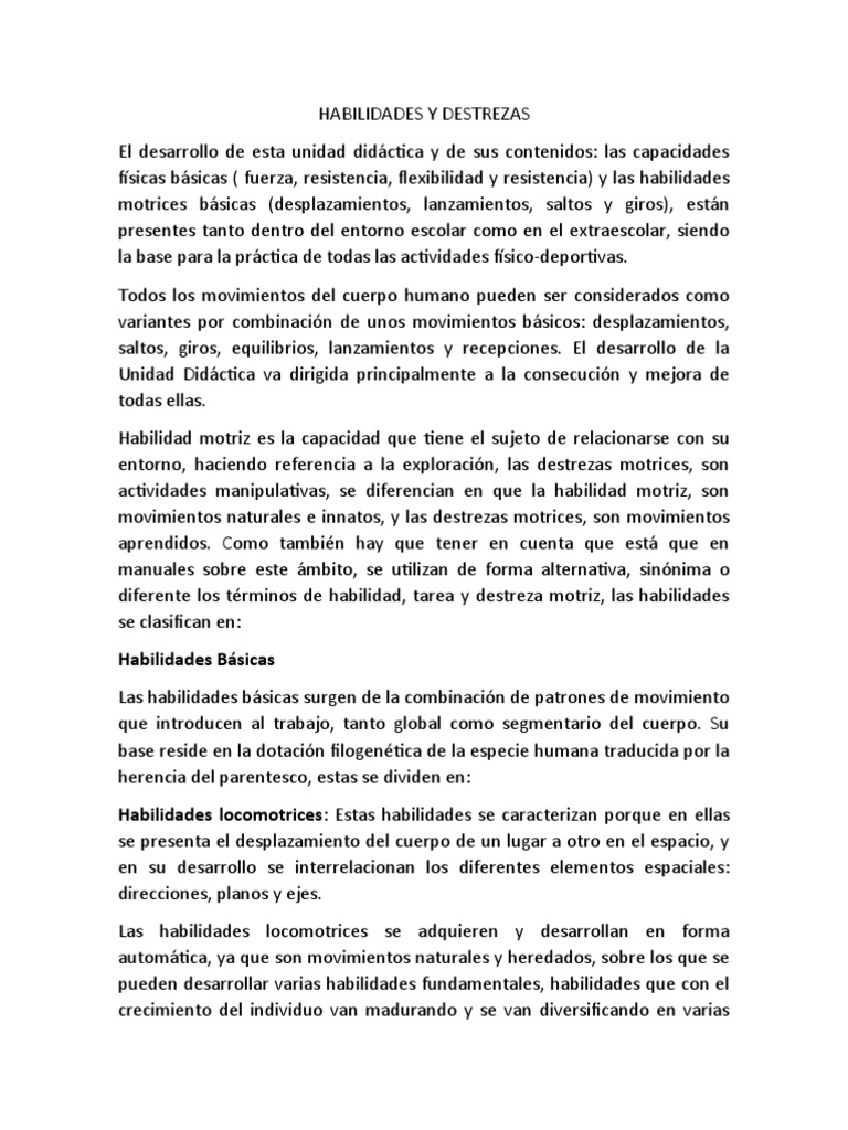 Habilidades y Destrezas | PDF | Conceptos psicologicos | Bienestar