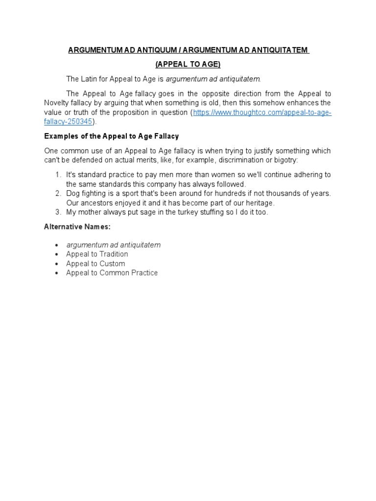 Understanding Appeal to Age Fallacy | PDF | Fallacy | Reason