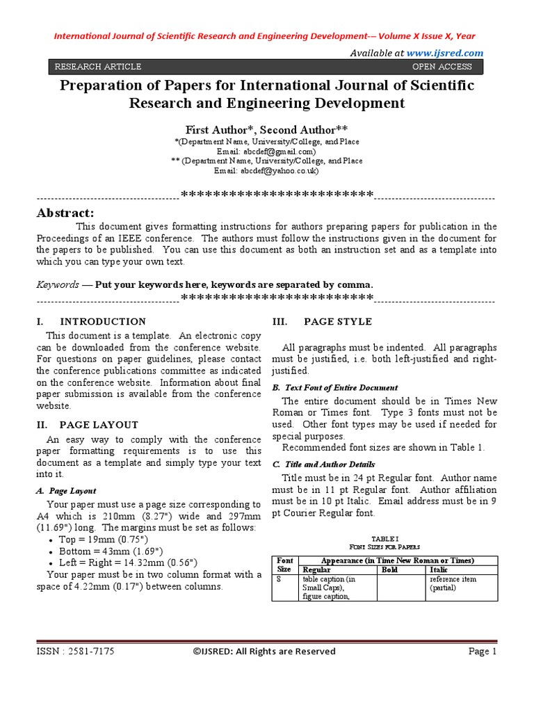 IJSRED Paper Format | PDF | Page Layout | Websites
