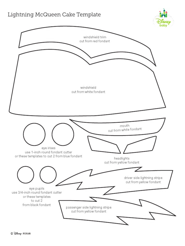 Lightning Mcqueen Cake Template