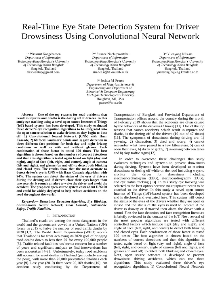 Real Time Eye State Detection System For PDF | PDF | Artificial Neural Network | Computing