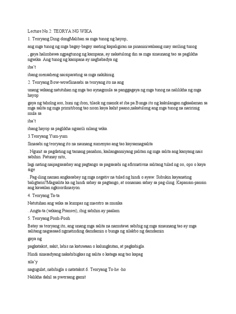 Teorya NG Wika | PDF