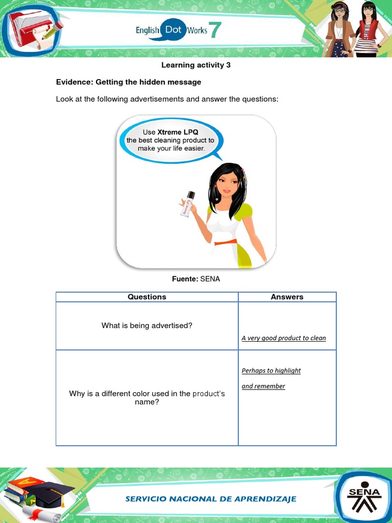 Learning Activity 3 Evidence: Getting The Hidden Message: Look at The ...