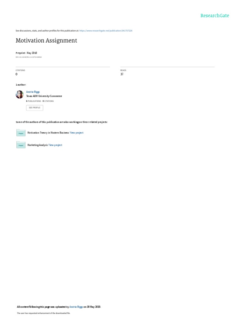 Motivation Assignment: Preprint | PDF | Motivation | Motivational