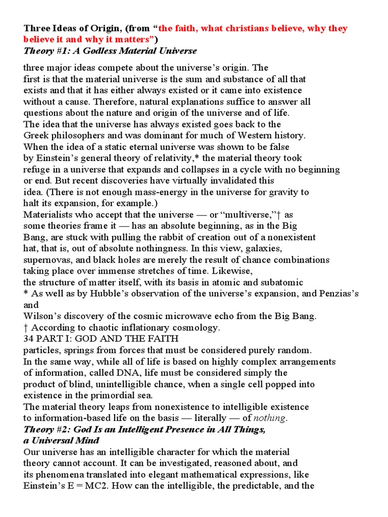 Three Ideas of Origin | PDF | Big Bang | Universe