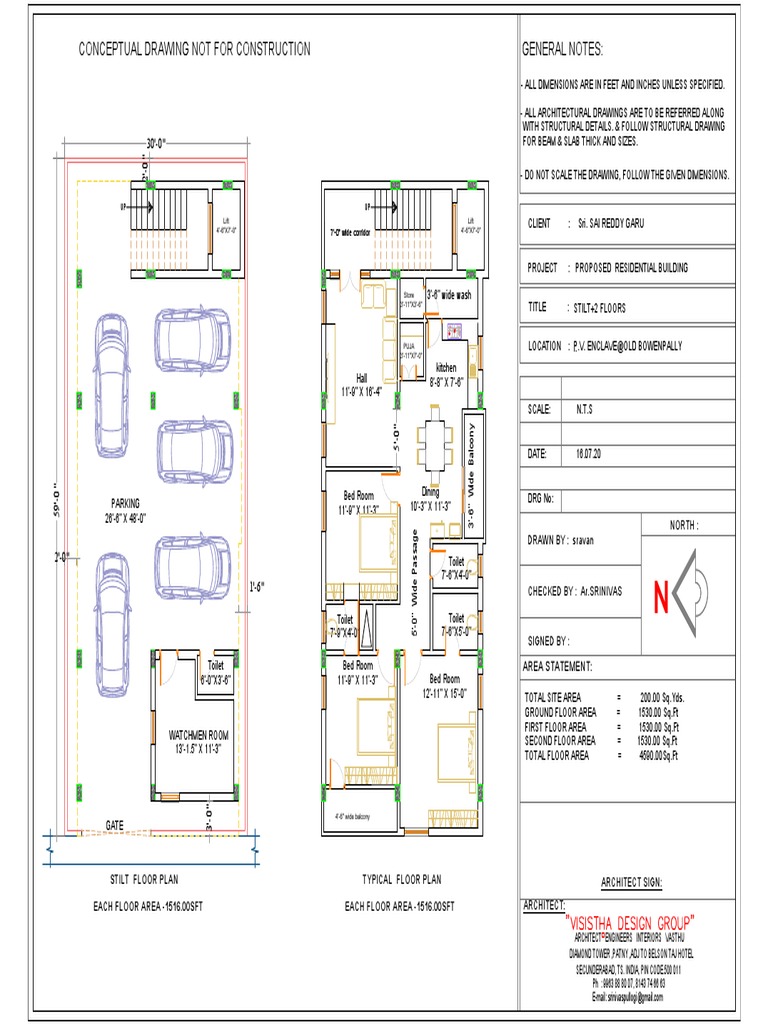 General Notes: Conceptual Drawing Not For Construction: UP UP 7'-0 ...