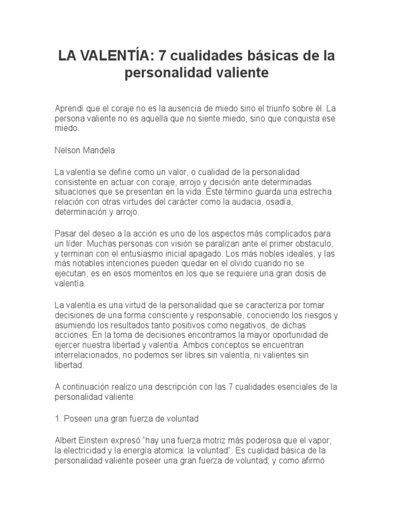 La Valentía | PDF | Libertad | Temor