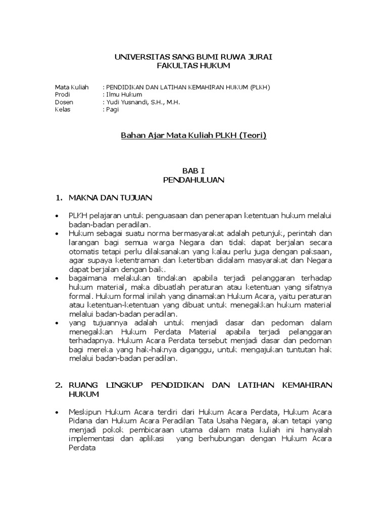 MATERI PLKH Teori (Yudi) | PDF | Hukum