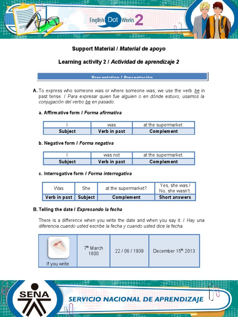 Support Material / Material de Apoyo Learning Activity 2 / Actividad de ...