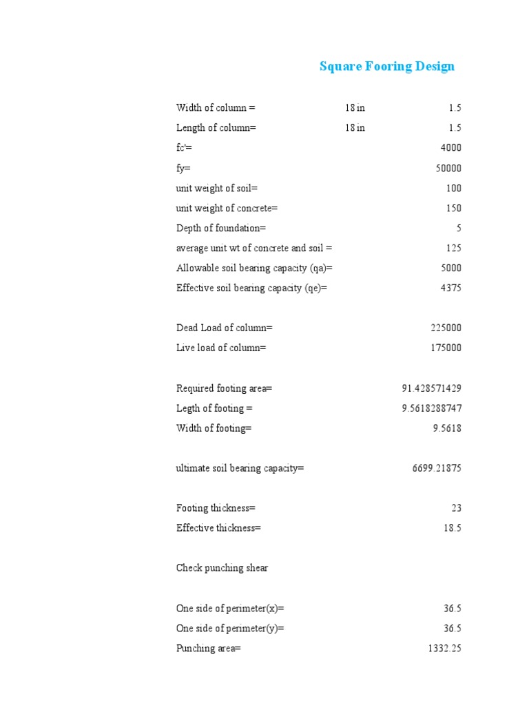 Square Footing Design | PDF | Continuum Mechanics | Materials