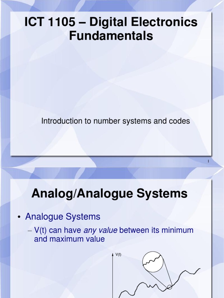 ICT 1105 - Digital Electronics Fundamentals: Introduction To Number Systems and Codes | PDF ...