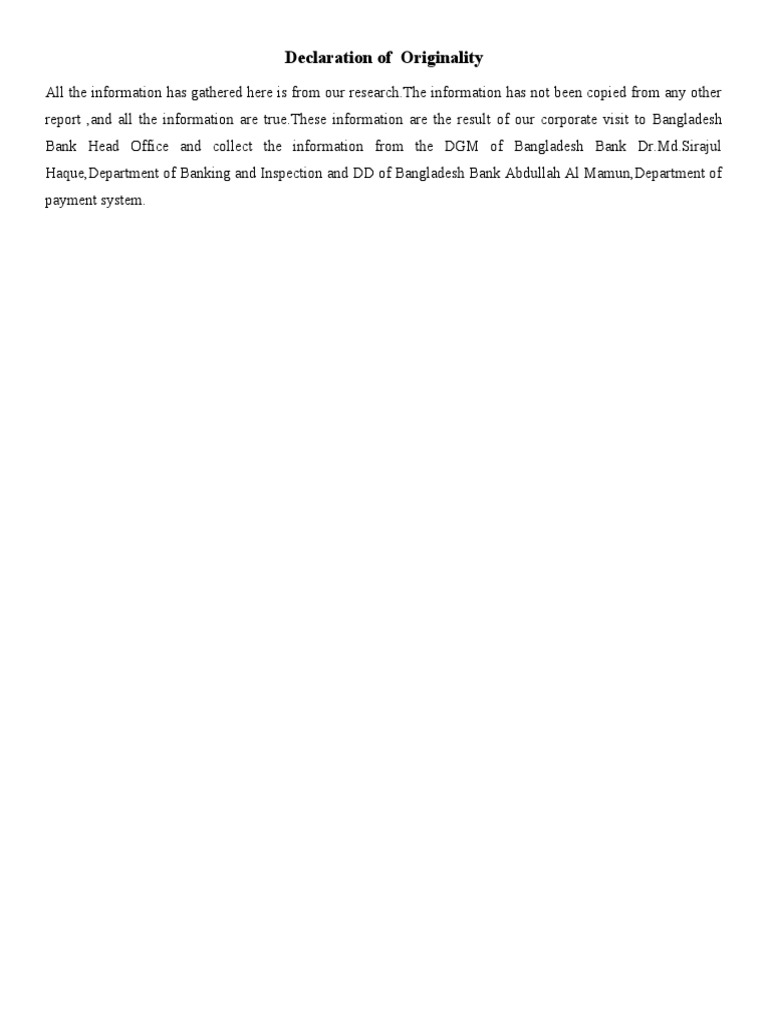 Declaration of Originality | PDF | Banking | Economies