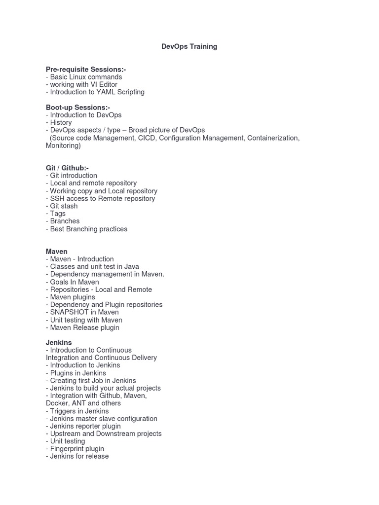 DevOps Course Outline | PDF | Free Software | System Software