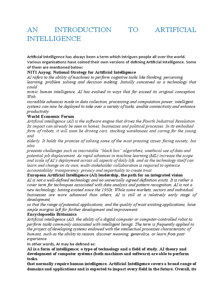 An Introduction To Artificial Intelligence | PDF | Artificial Intelligence | Intelligence (AI ...