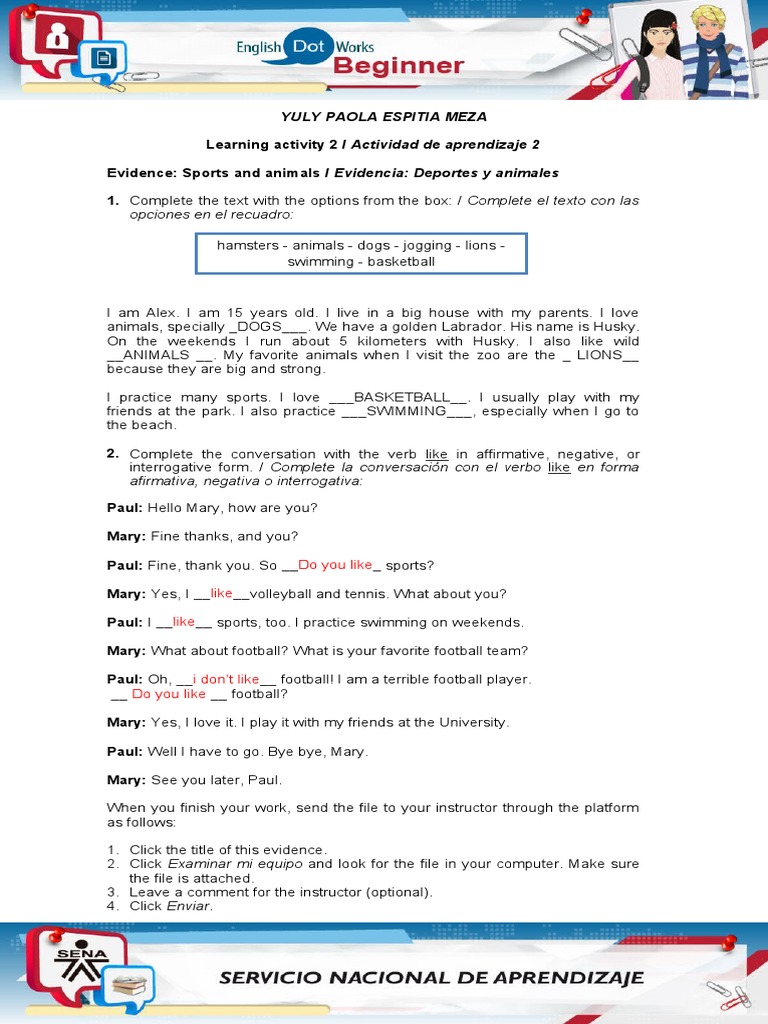 Evidence - Sports - and - Animals YULY ESPITIA | PDF