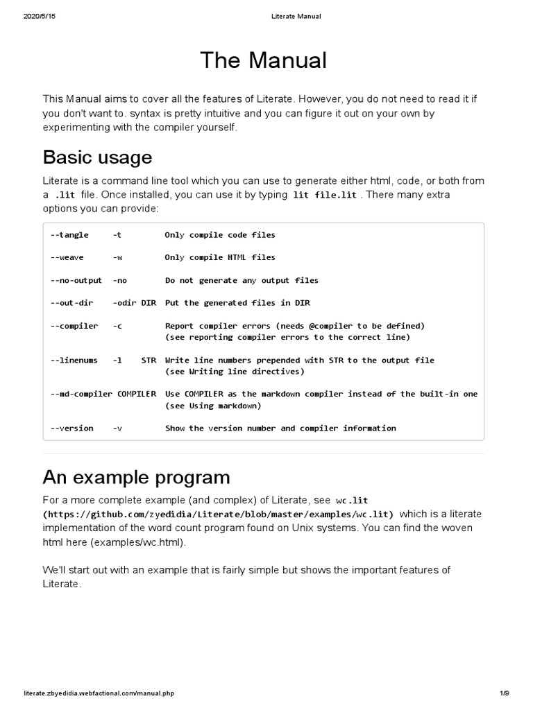 The Manual: Basic Usage | PDF | Cascading Style Sheets | Compiler