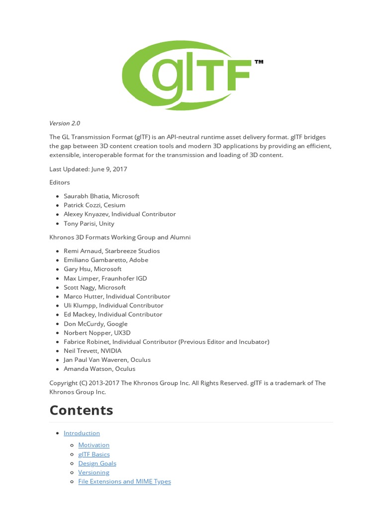 GLTF Spec 2.0 PDF | PDF | Json | File Format