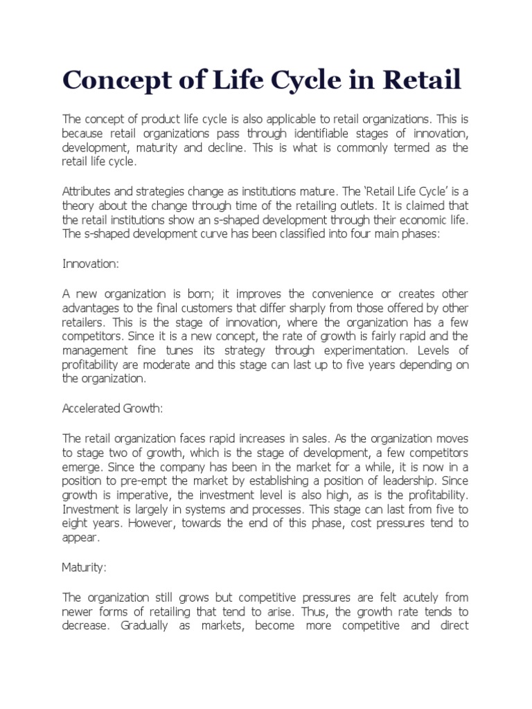 M4T1 - Retail Life Cycle | PDF | Retail | Economies