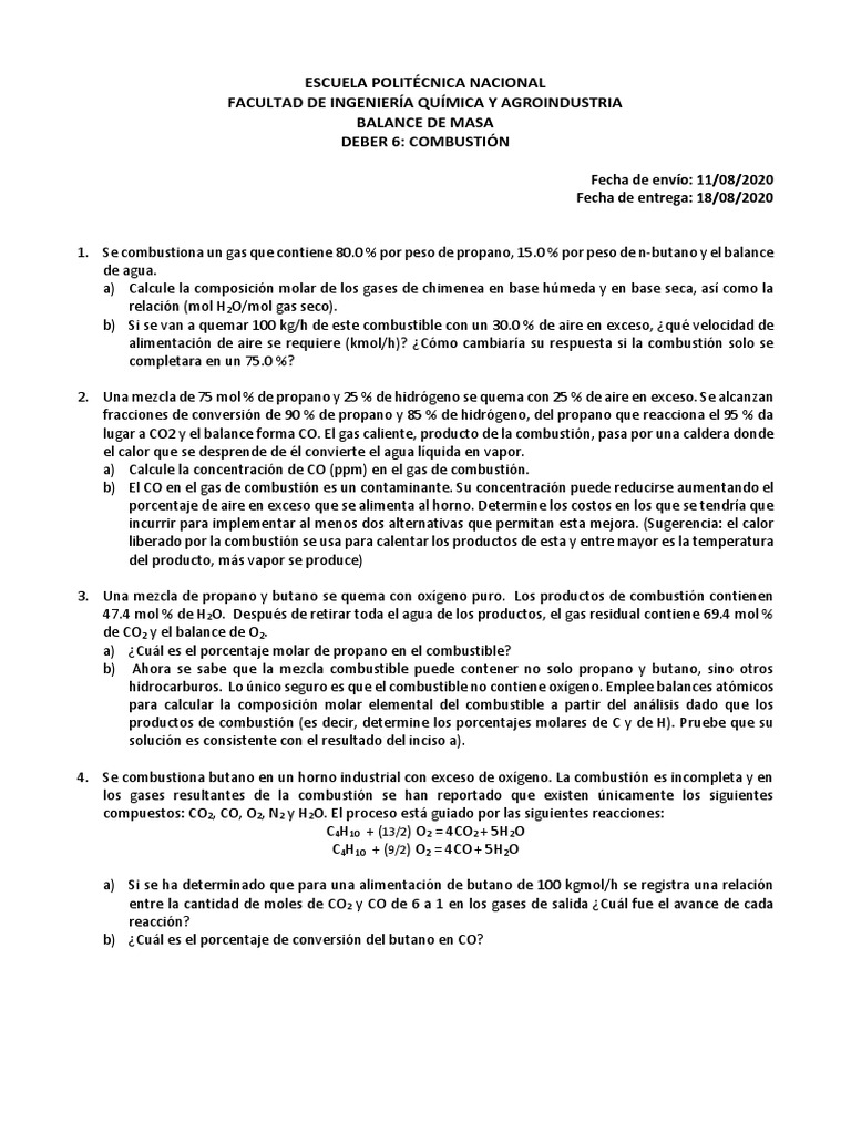 Combustión de Propano y Butano | PDF | Propano | Combustión