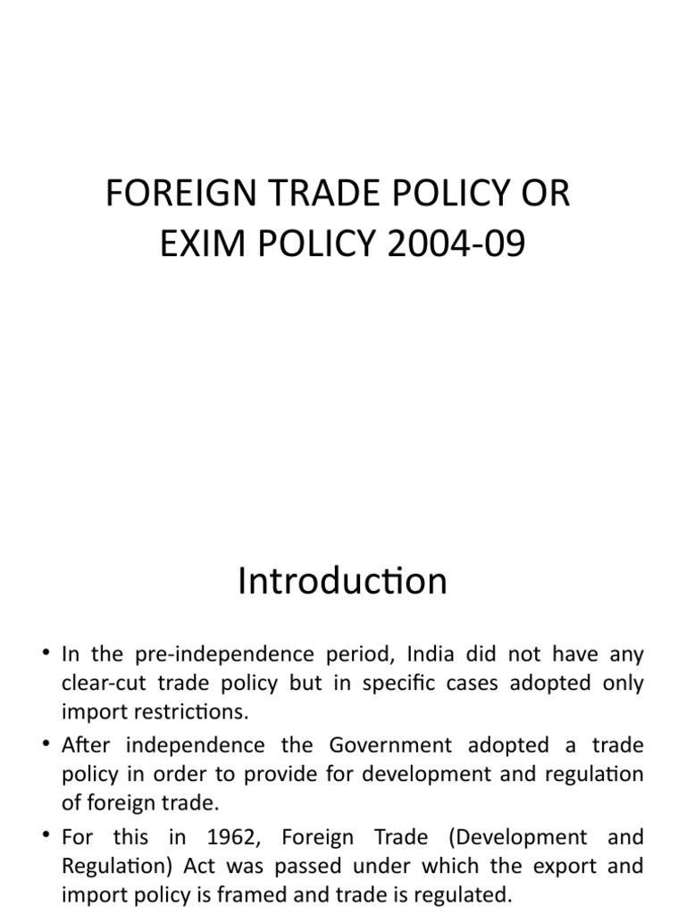 EXIM Policy | PDF | Exports | Trade