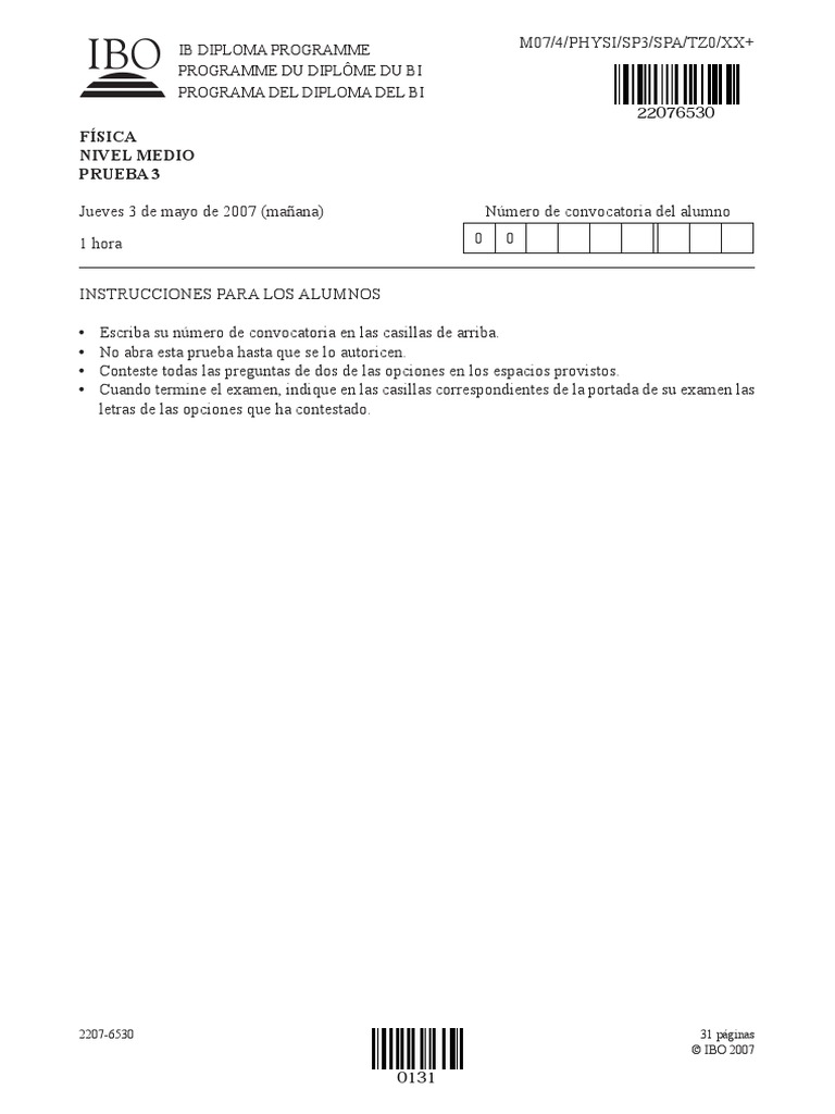 Physics Paper 3 TZ2 SL Spanish | PDF | La energía nuclear | Fenomeno fisico