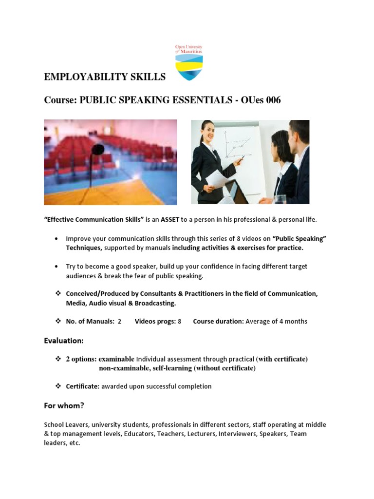 Public Speaking Essentials Course | PDF | Career & Growth