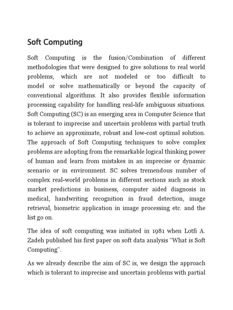 Basics of Soft Computing | PDF | Artificial Intelligence | Intelligence ...