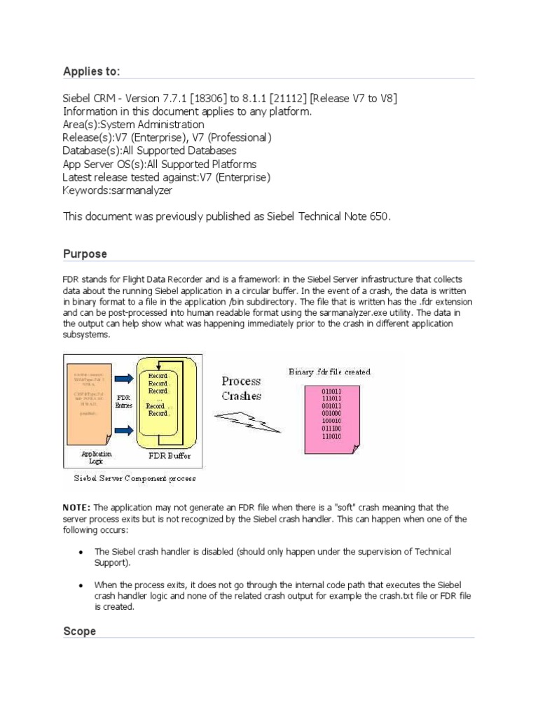 How To Analyze The FDR Output in Siebel Versions 7.7.x, 7.8.x and 8 ...