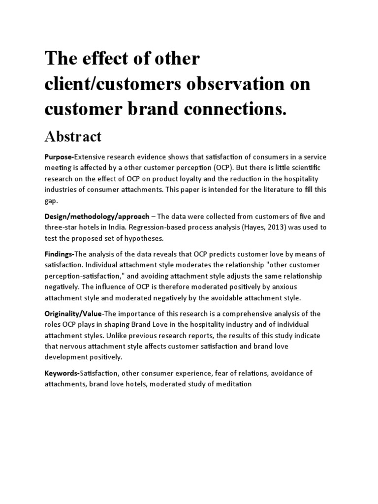 The Effect of Other Client Observation On Customer Brand Connections ...