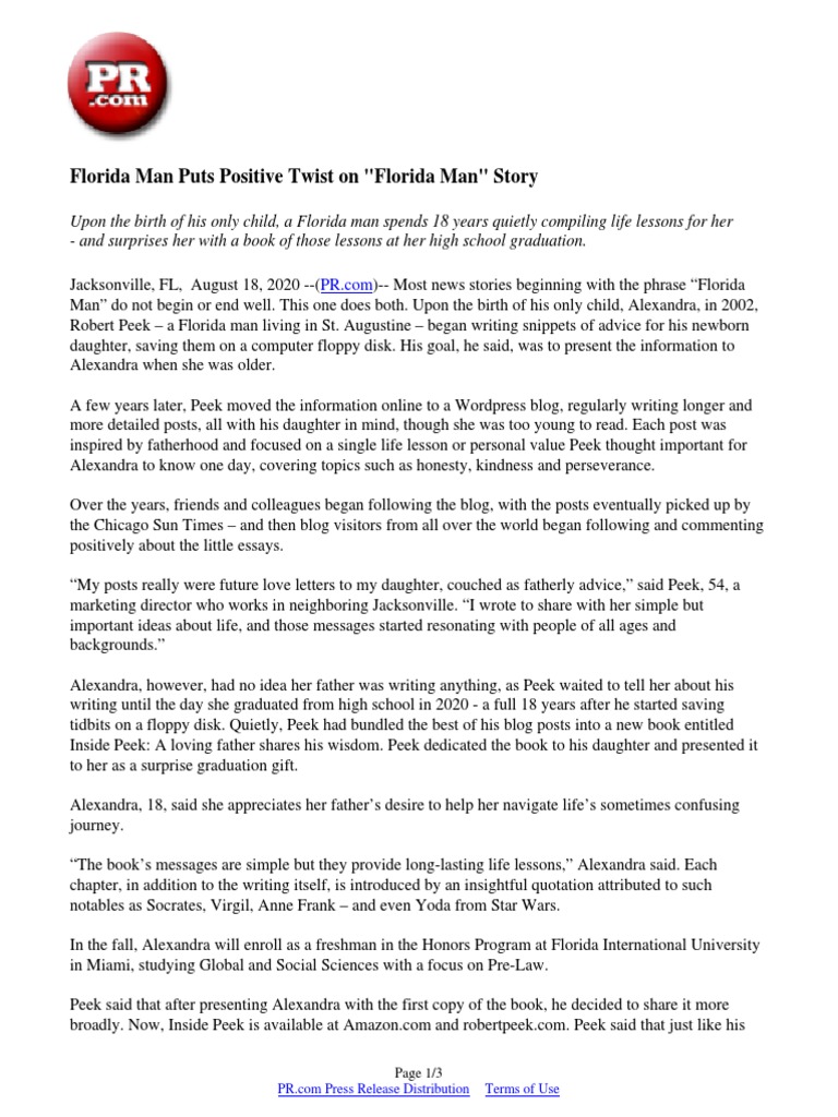Florida Man Puts Positive Twist On "Florida Man" Story | PDF | Books | Blog
