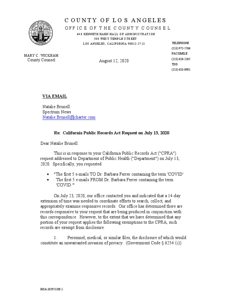 PRA Request Response | PDF | Discovery (Law) | The United States