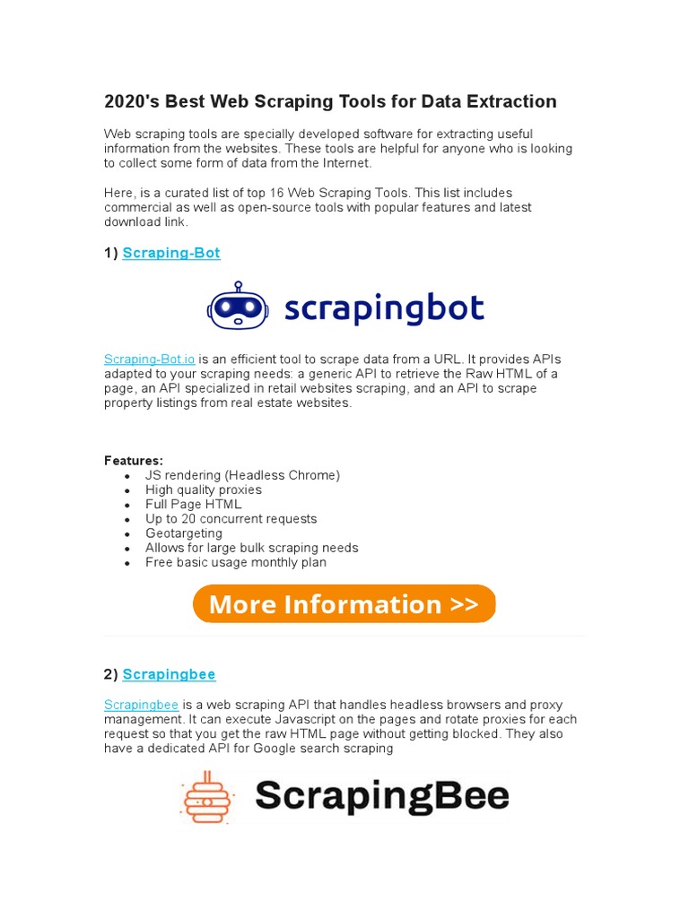 2020's Best Web Scraping Tools For Data Extraction | PDF | Websites ...