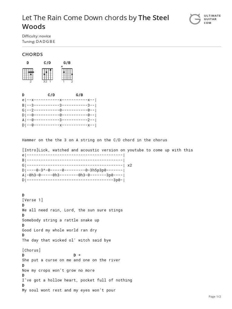 Let The Rain Come Down Chords by The Steel Woodstabs at Ultimate Guitar ...