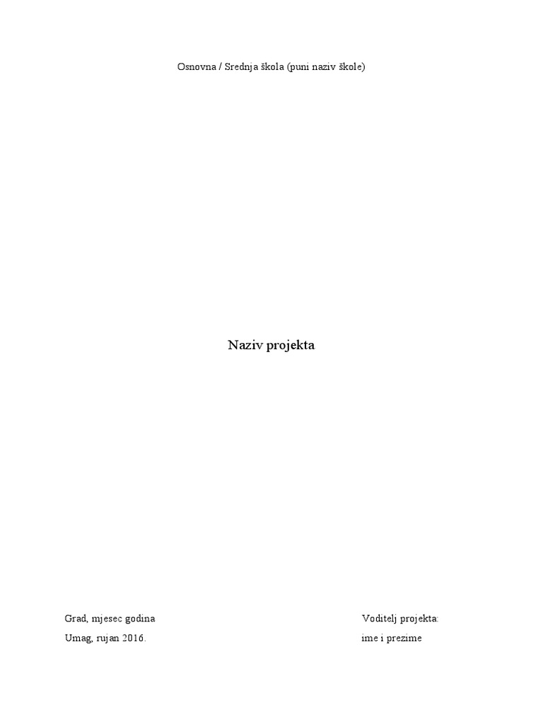 5 Primjer Obrasca Projektnog Prijedloga | PDF