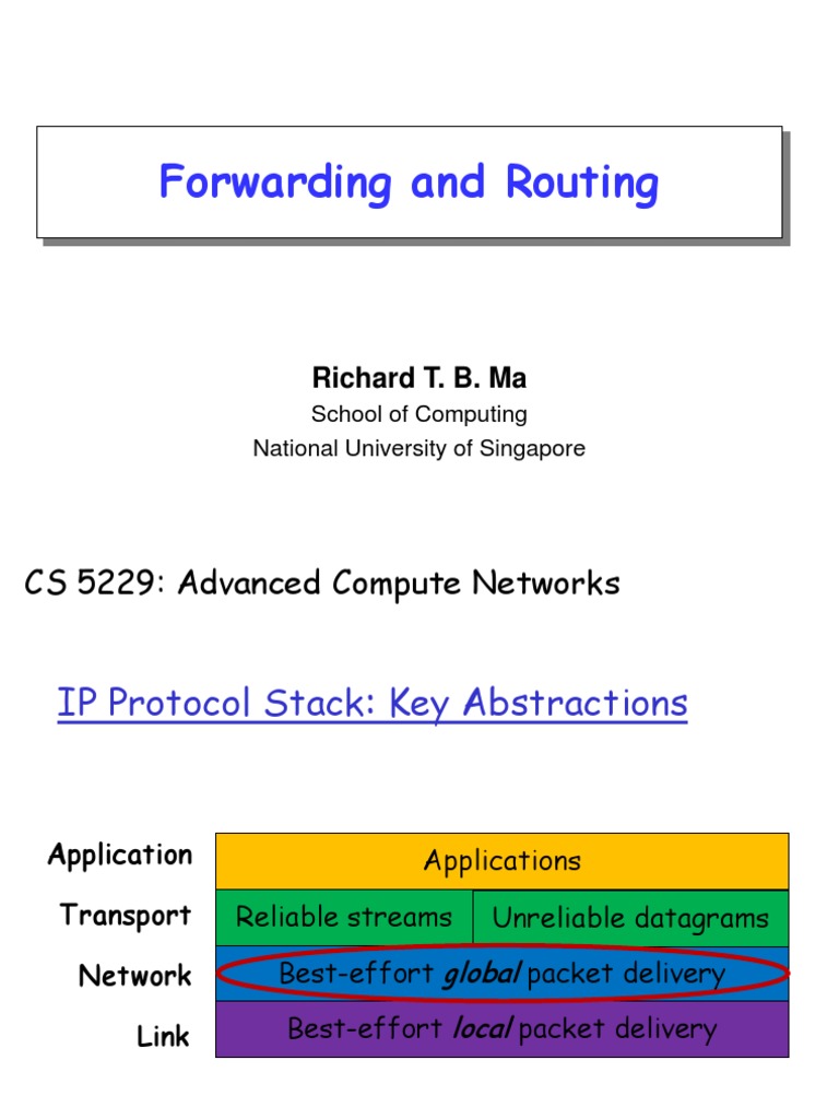 Forwarding and Routing: CS 5229: Advanced Compute Networks | PDF ...